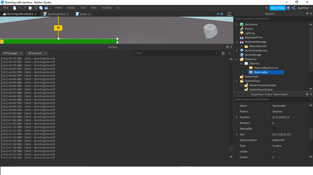 How to make gui bar decrease accordingly to stamina? - Scripting Support - Developer Forum | Roblox