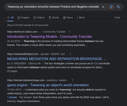 Tweening an orientation smoothly between Positive and Negative orientations - Scripting Support ...
