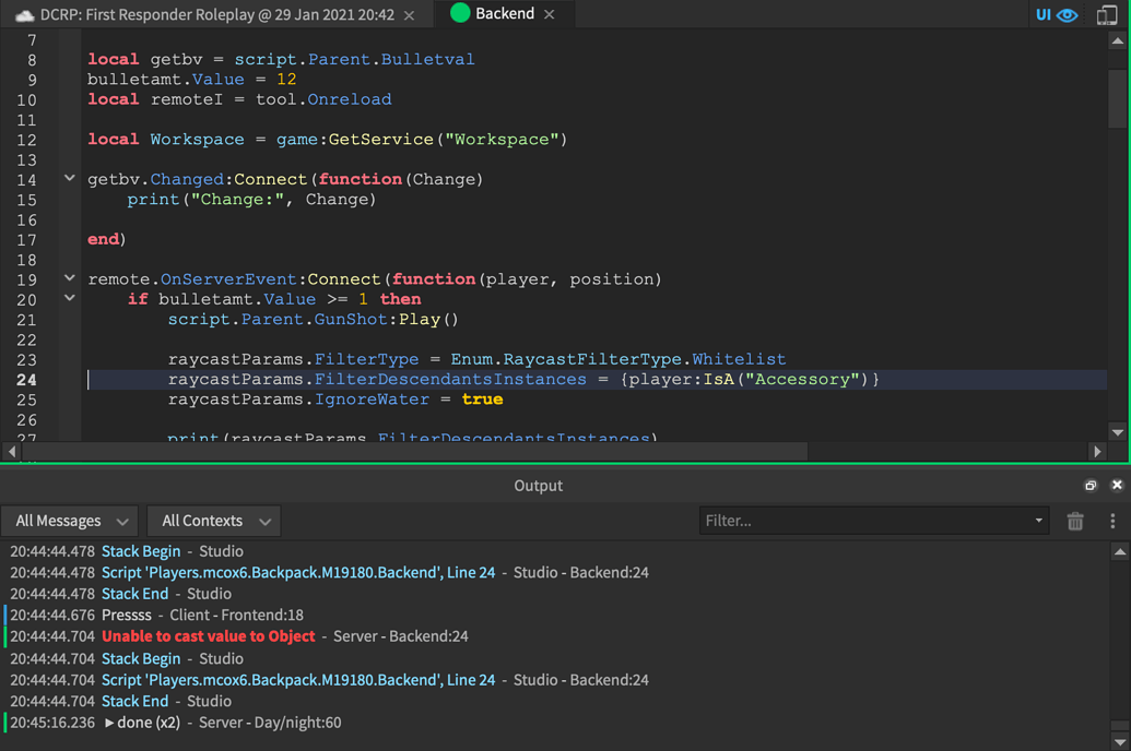 Unable to cast value to object (IsA error) - Scripting Support - Developer Forum | Roblox
