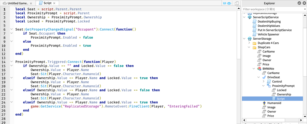 Car locking system issue - Scripting Support - Developer Forum | Roblox