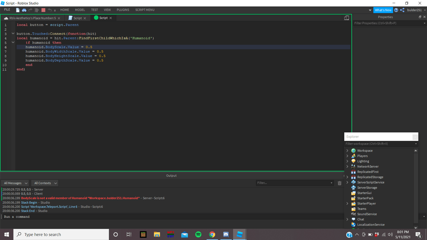 Character shrinker script not working as intended - Scripting Support - Developer Forum | Roblox