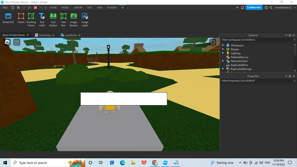 GUI disappears when runs the game but appears when developing game ...