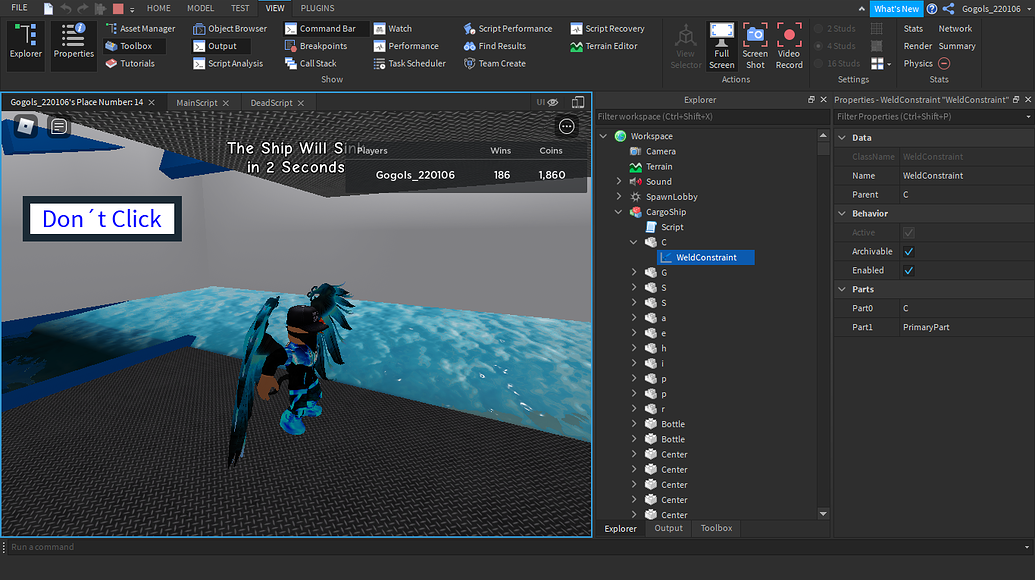 Weld Constraint problem - Game Design Support - Developer Forum | Roblox