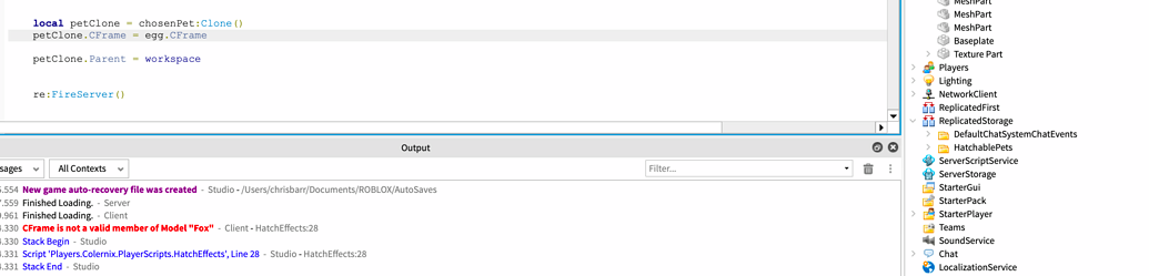 Pet hatch script not working - Scripting Support - Developer Forum | Roblox