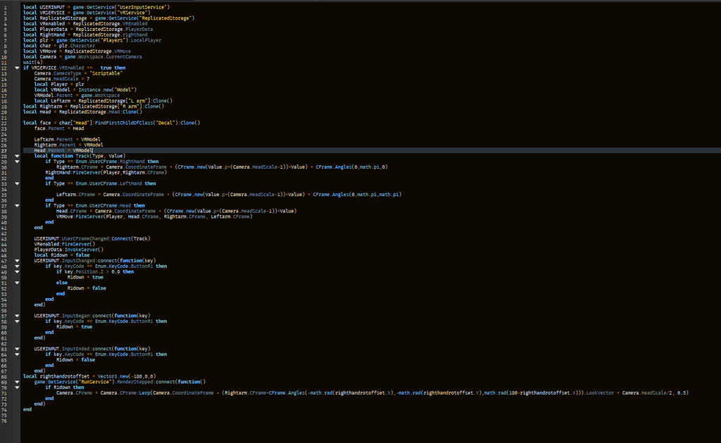 Issue With A Vr Script Scripting Support Developer Forum Roblox