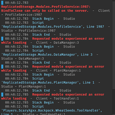 Requested module experienced an error while loading - Scripting Support - Developer Forum | Roblox