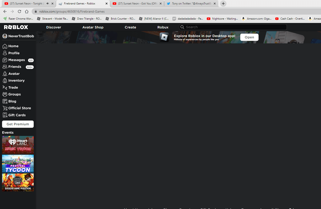 Website not loading anything and clicking play will not prompt me to join the game via player ...