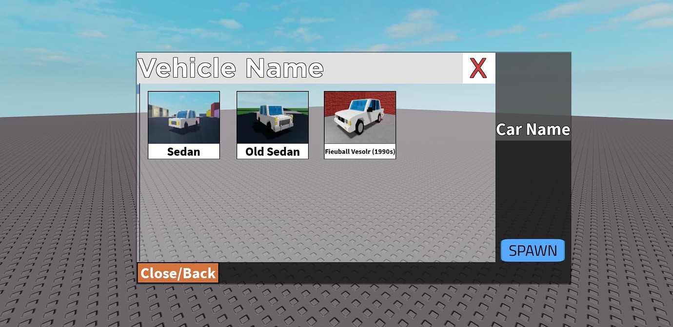 Car Spawner UI Design - Art Design Support - Developer Forum | Roblox