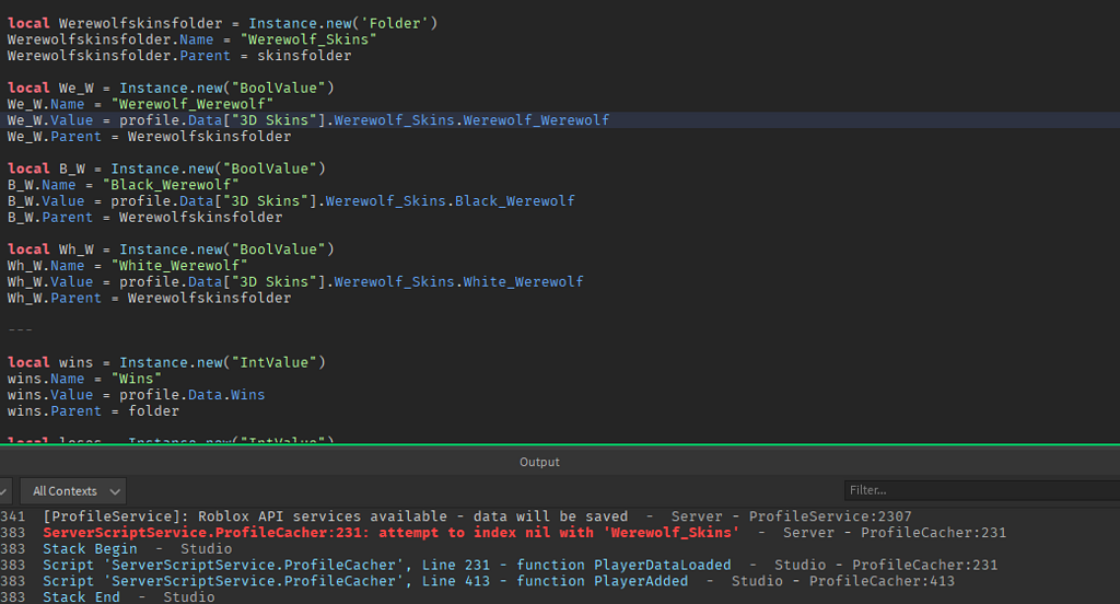 ProfileService Dictionnaries doesn't work? - Scripting Support ...