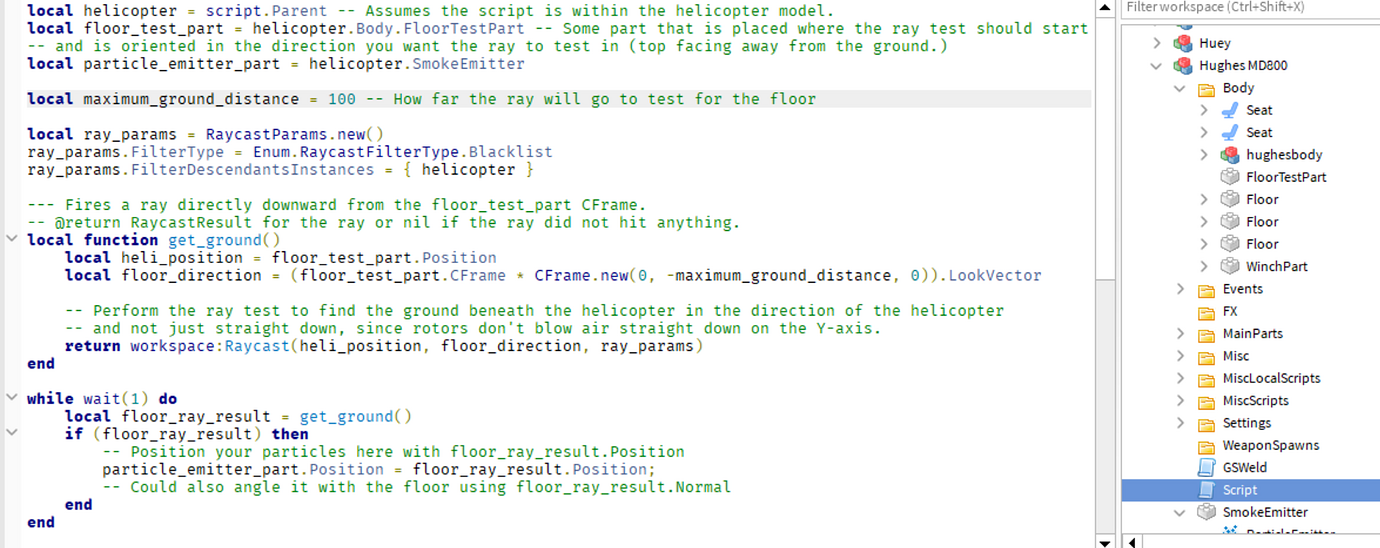 How would I Use Raycasting for Particle Position? - Scripting Support - Developer Forum | Roblox