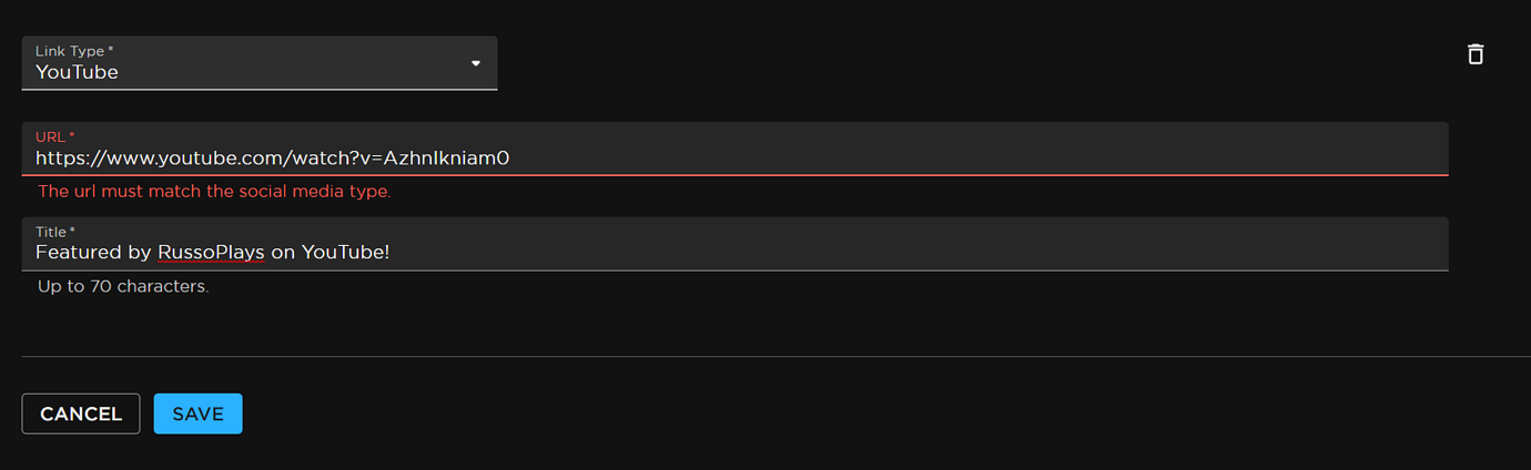 YouTube link is moderated - Website Bugs - Developer Forum | Roblox