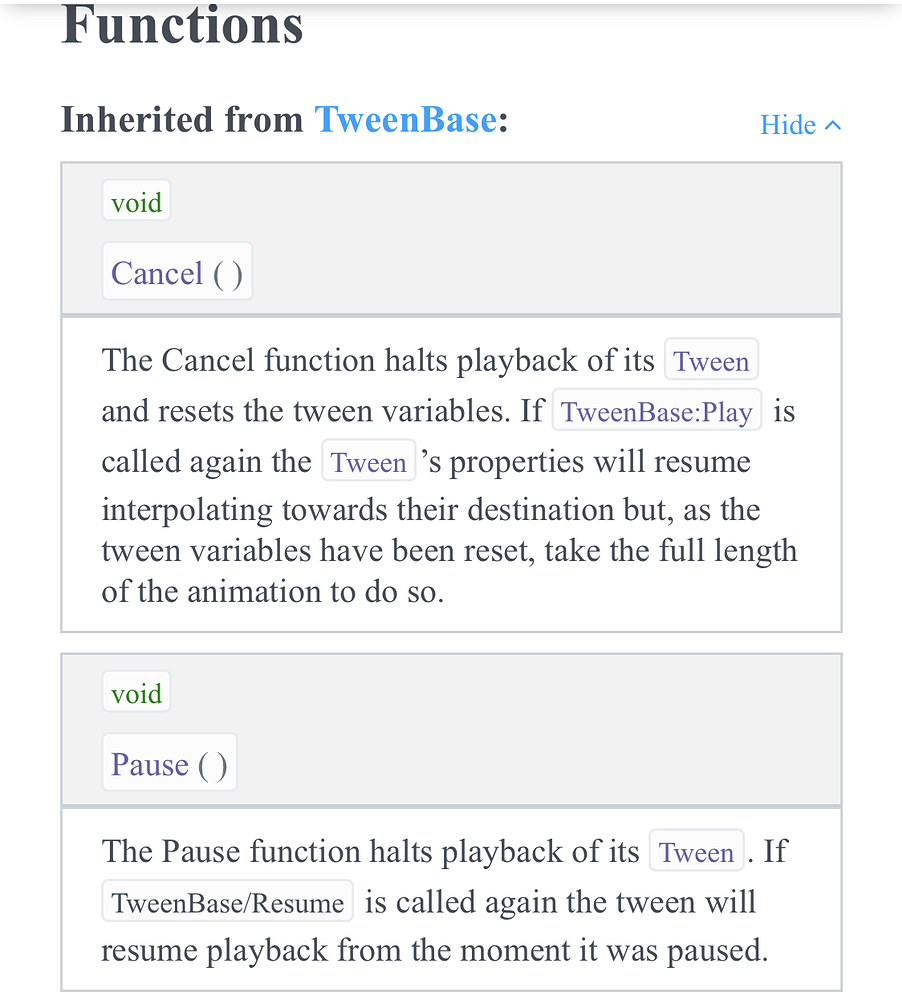 Tween:Cancel() it's not working properly - Scripting Support - Developer Forum | Roblox