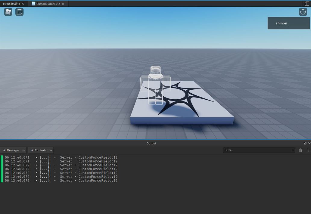 Forcefield material not working on player in game - Scripting Support ...