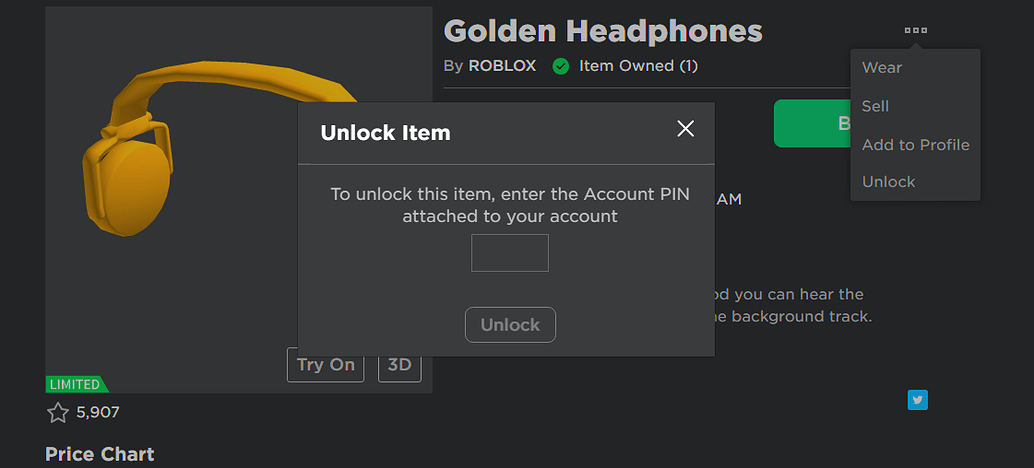 Pin lock setting for purchase and sale of limiteds - Website Features ...