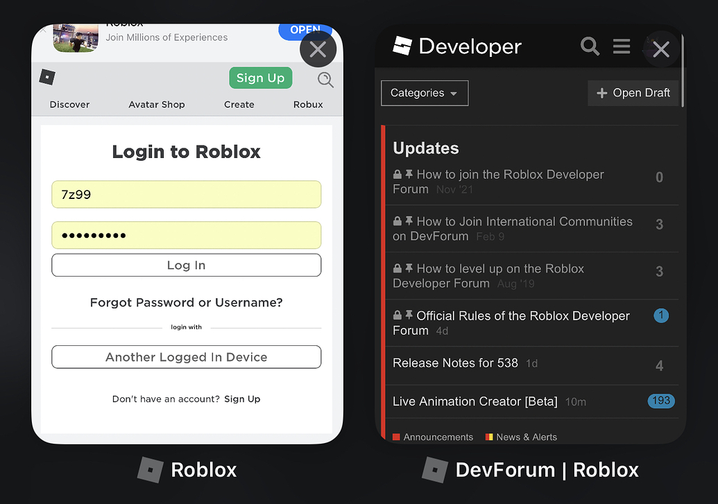 Resetting password on Roblox website on secondary device does not log you out of the DevForum on ...