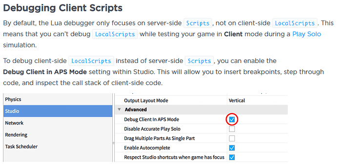 Article Using The Lua Debugger Has Outdated Information On Debugging In Client Scripts 5378