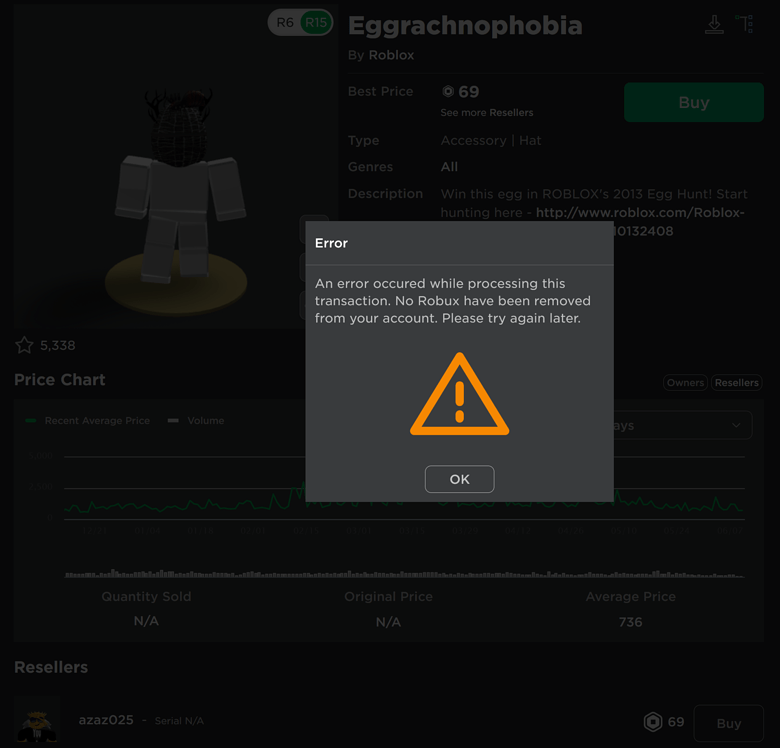 Attempting to purchase any limited edition avatar item results in an ...