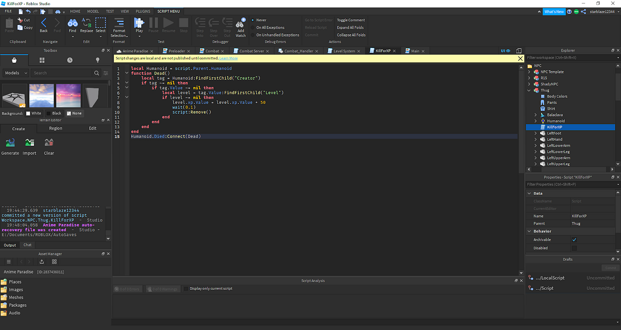 How do I make a npc add xp when killed - Scripting Support - Developer ...