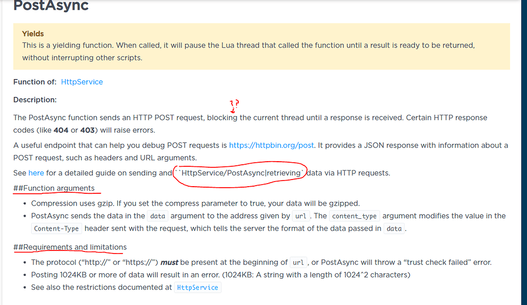 Formatting Errors on HttpService:PostAsync() - Documentation Issues - Developer Forum | Roblox