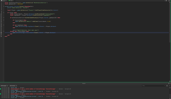 Sword Fighting: attempt to index nil with 'Backpack' - Scripting ...