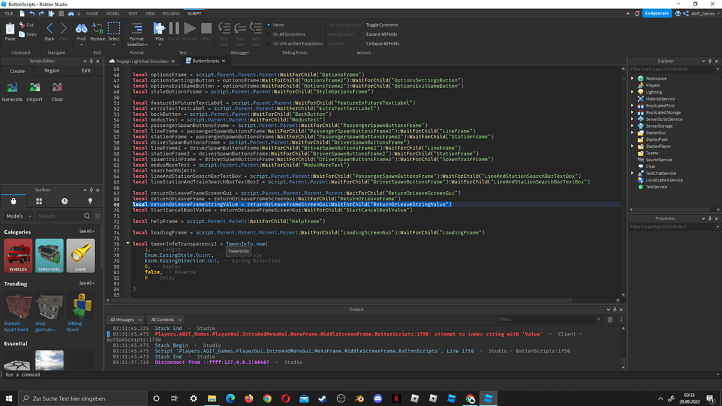 Attempt to index string with Value - Scripting Support - Developer Forum | Roblox