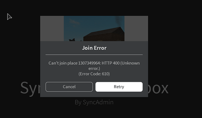 ROBLOXCRITICAL: Unable to join games: Error 400 - Engine Bugs ...