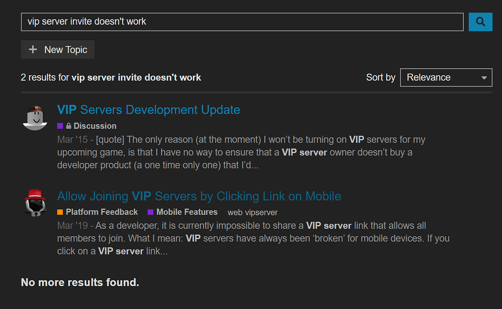 VIP Server Invite Doesn't Work - Website Bugs - Developer Forum | Roblox