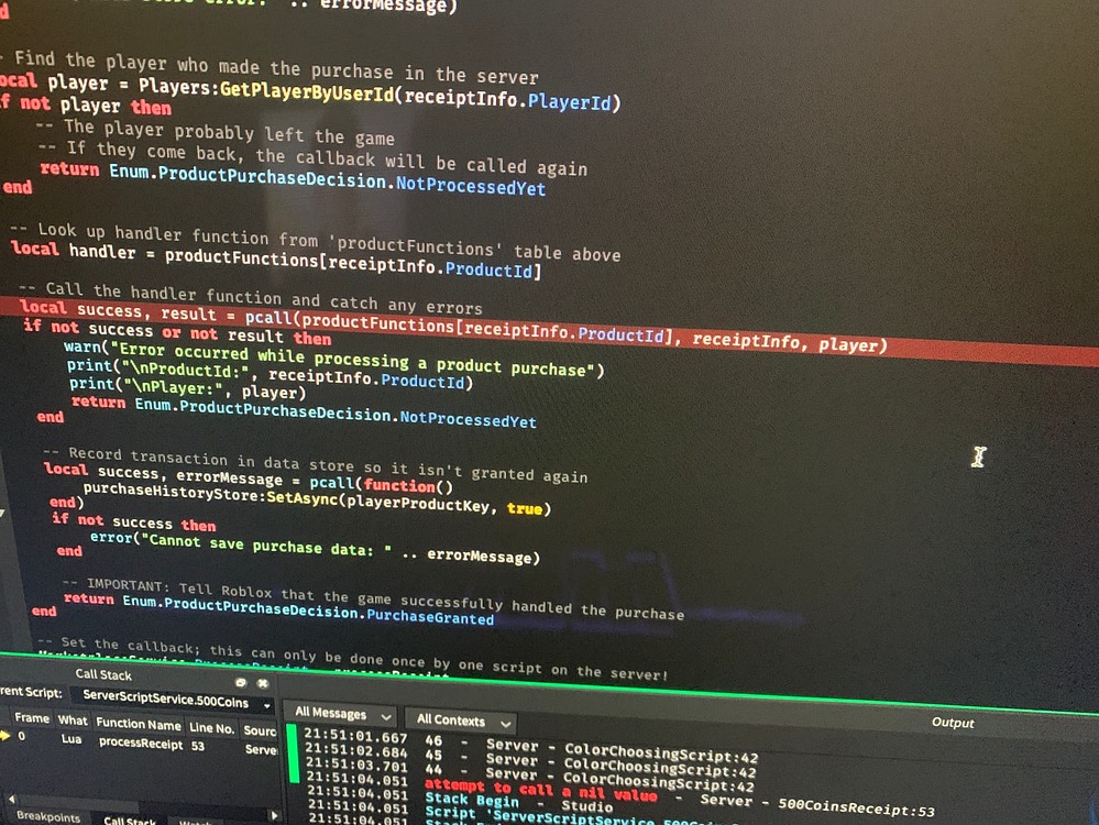 Making a 500 coins developer product on touch of part - Scripting ...