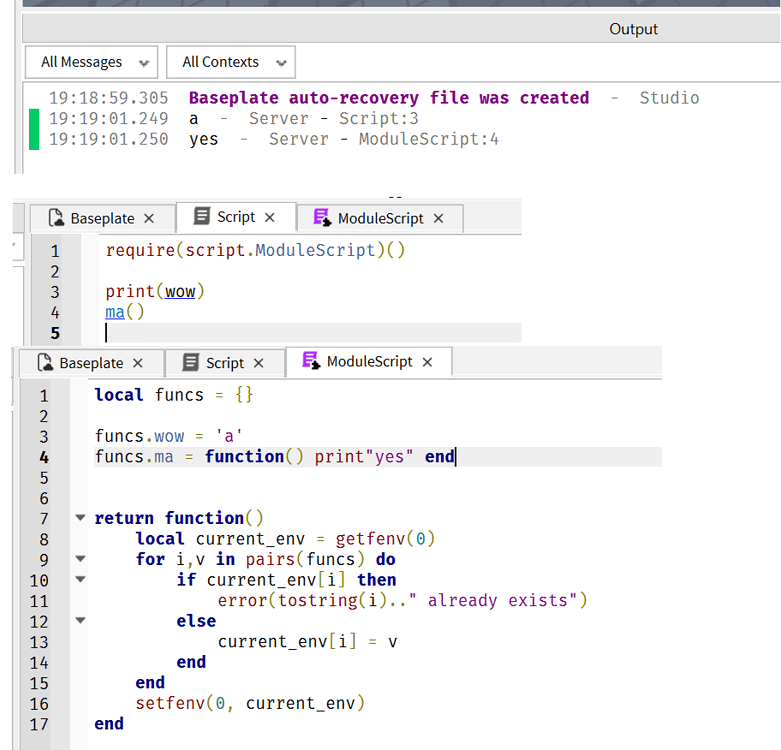 How to use functions that are defined by a sandbox, but not the script ...