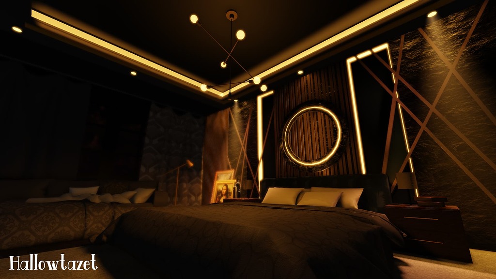 Black and gold realistic modern bedroom - Creations Feedback ...