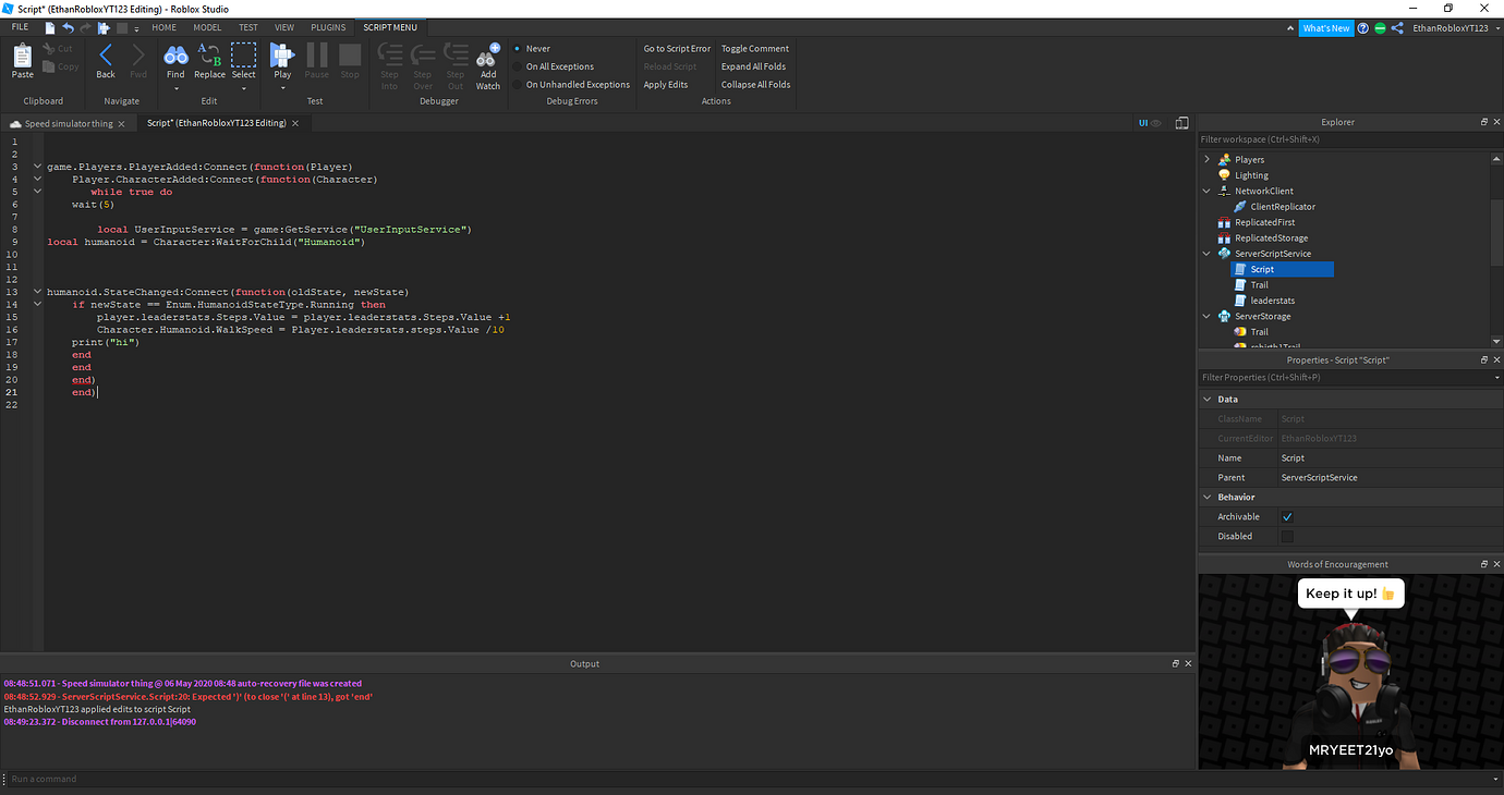 Check if player is running - Scripting Support - Developer Forum | Roblox