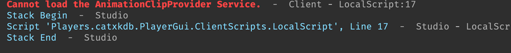 Cannot load the AnimationClipProvider Service Error - Scripting Support ...