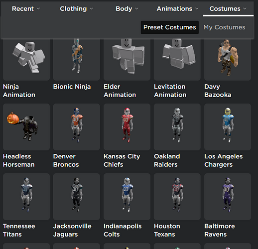 Create Preset Animations tab under Animations in Avatar Menu - Website ...
