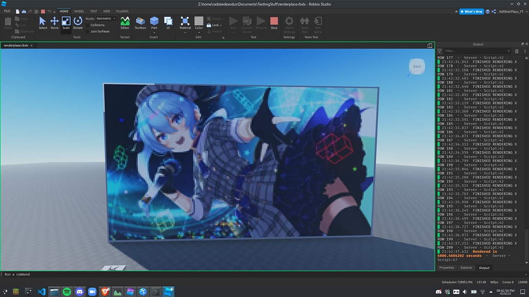Made an (incredibly unefficient and laggy) image renderer on Roblox ...