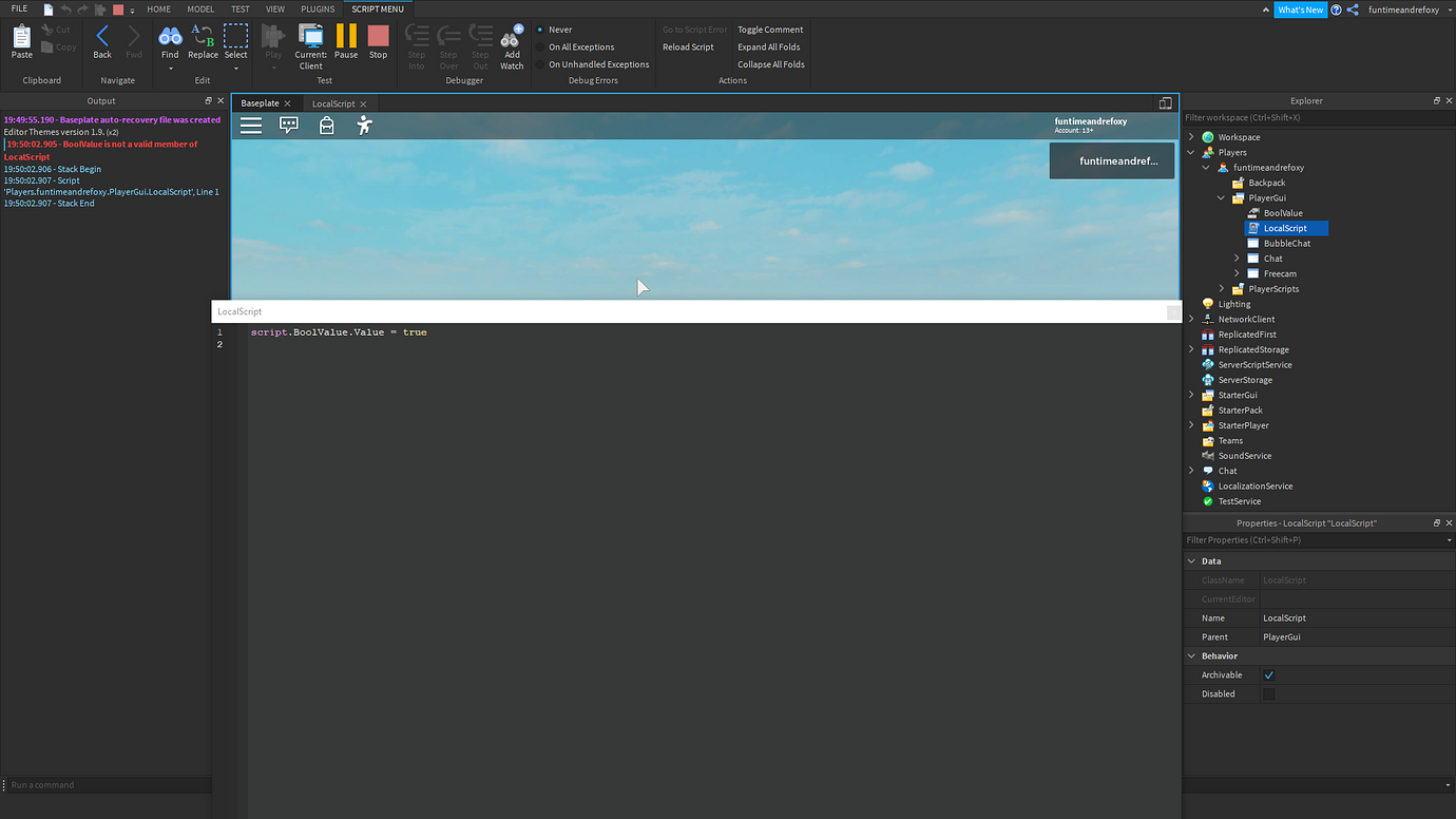 Why can't I activate Bool Values by Local Scripts? - Scripting Support - Developer Forum | Roblox