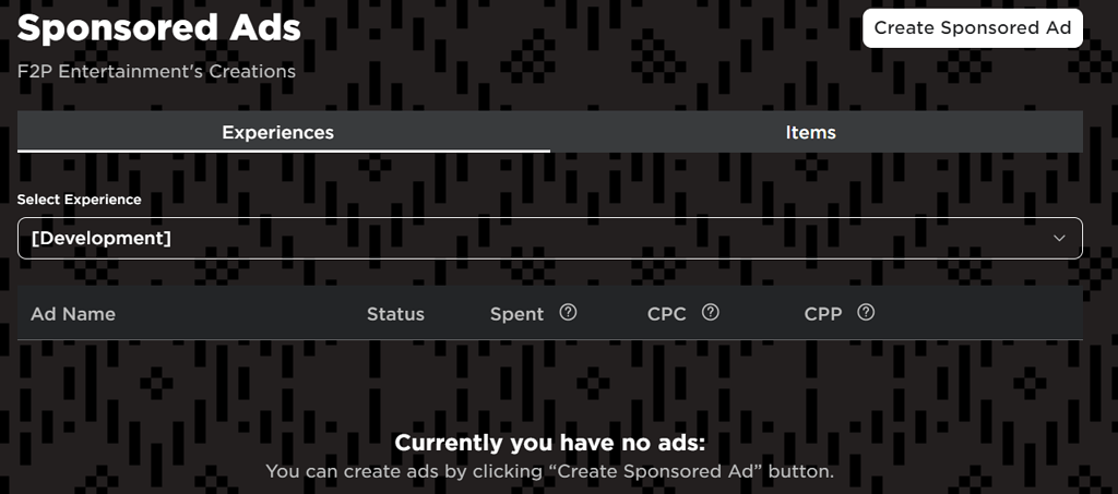 Cannot Sponsor My Game - Website Bugs - Developer Forum | Roblox