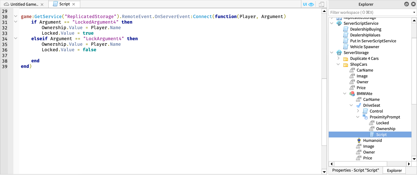 Car locking system issue - Scripting Support - Developer Forum | Roblox