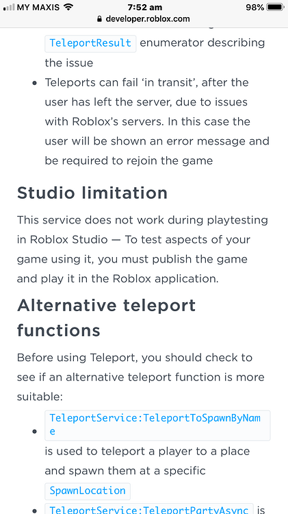 Game teleporters not working - Scripting Support - Developer Forum | Roblox