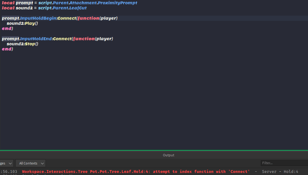 Connect Function Error - Scripting Support - Developer Forum | Roblox