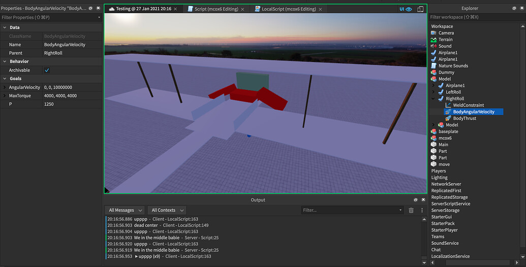 Body angular velocity not rotating around the X asxis - Scripting Support - Developer Forum | Roblox