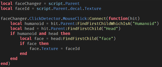 Face changer only working with Touched function but not MouseClick - Scripting Support ...