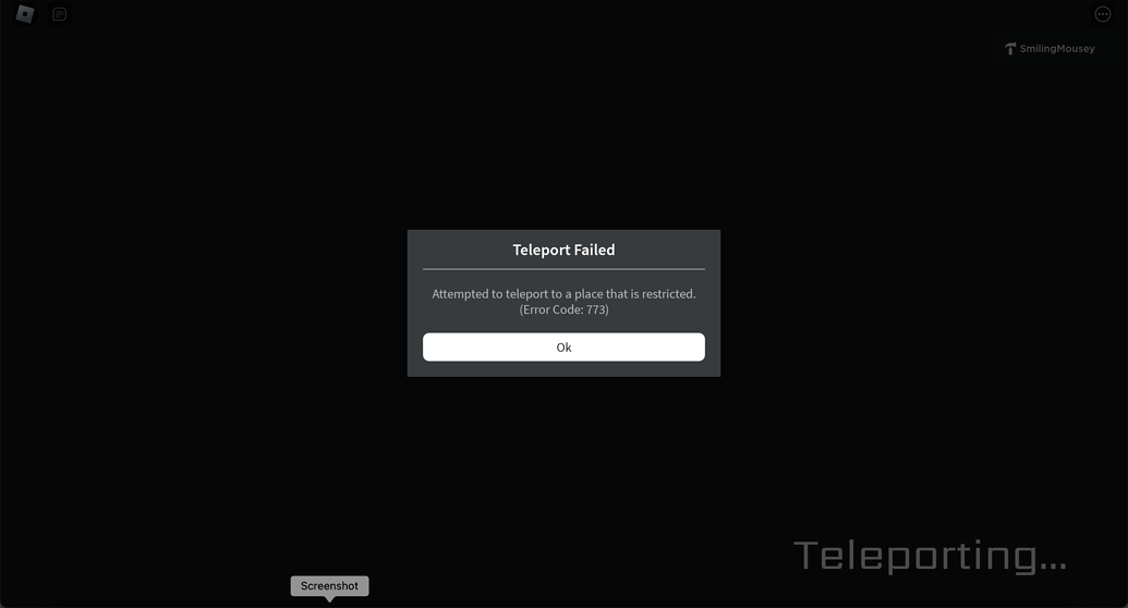 Error 733 comes up after teleporting to subplace - Scripting Support - Developer Forum | Roblox