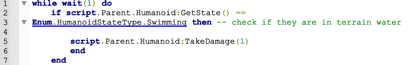Terrain water script that takes away player health - Scripting Support ...