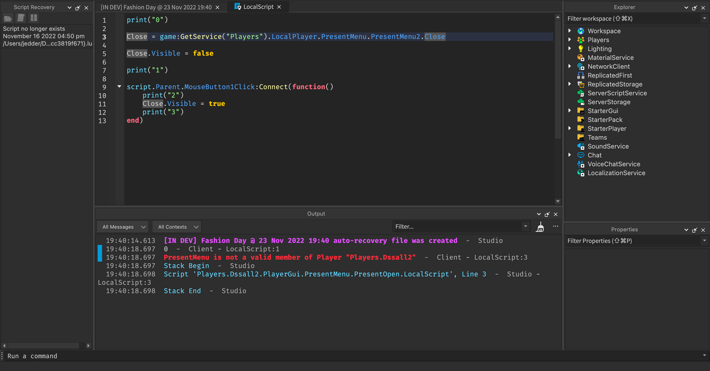 The menu won't open - Scripting Support - Developer Forum | Roblox