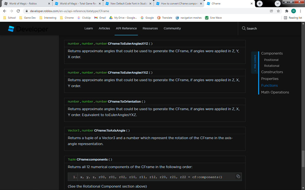 How to get Vector3 Orientation from a CFrame - Scripting Support - Developer Forum | Roblox