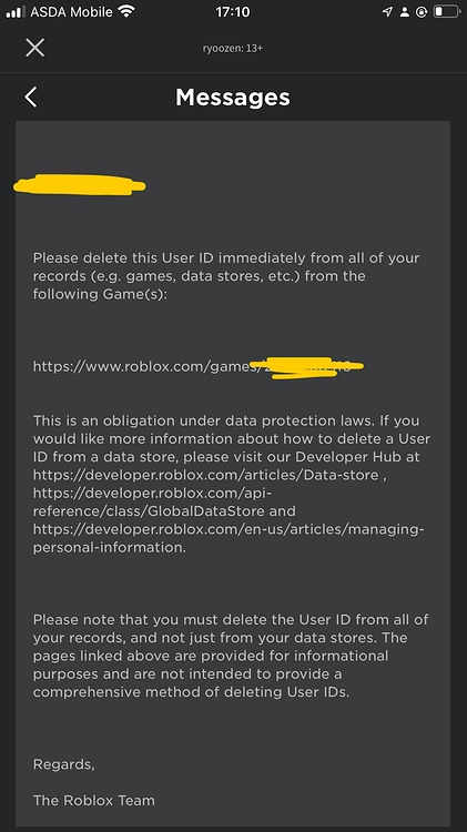 Help me with data privacy please - Scripting Support - Developer Forum | Roblox