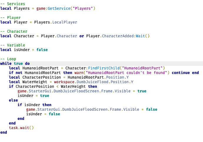 Trying to make a GUI appear and damaging effect when player is below a ...