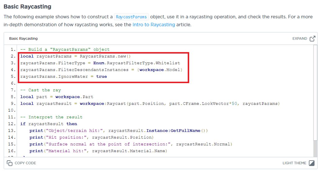 RaycastParams Help - Scripting Support - Developer Forum | Roblox