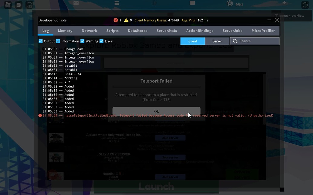 I'm trying to teleport to a VIP server, but TeleportAsync says I can't pass the InstanceId with ...
