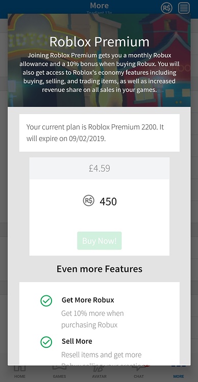 New premium page, only able to purchase 450 robux tier - Mobile Bugs ...